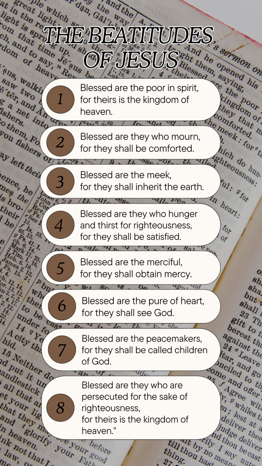 THE EIGHT BEATITUDES OF JESUS